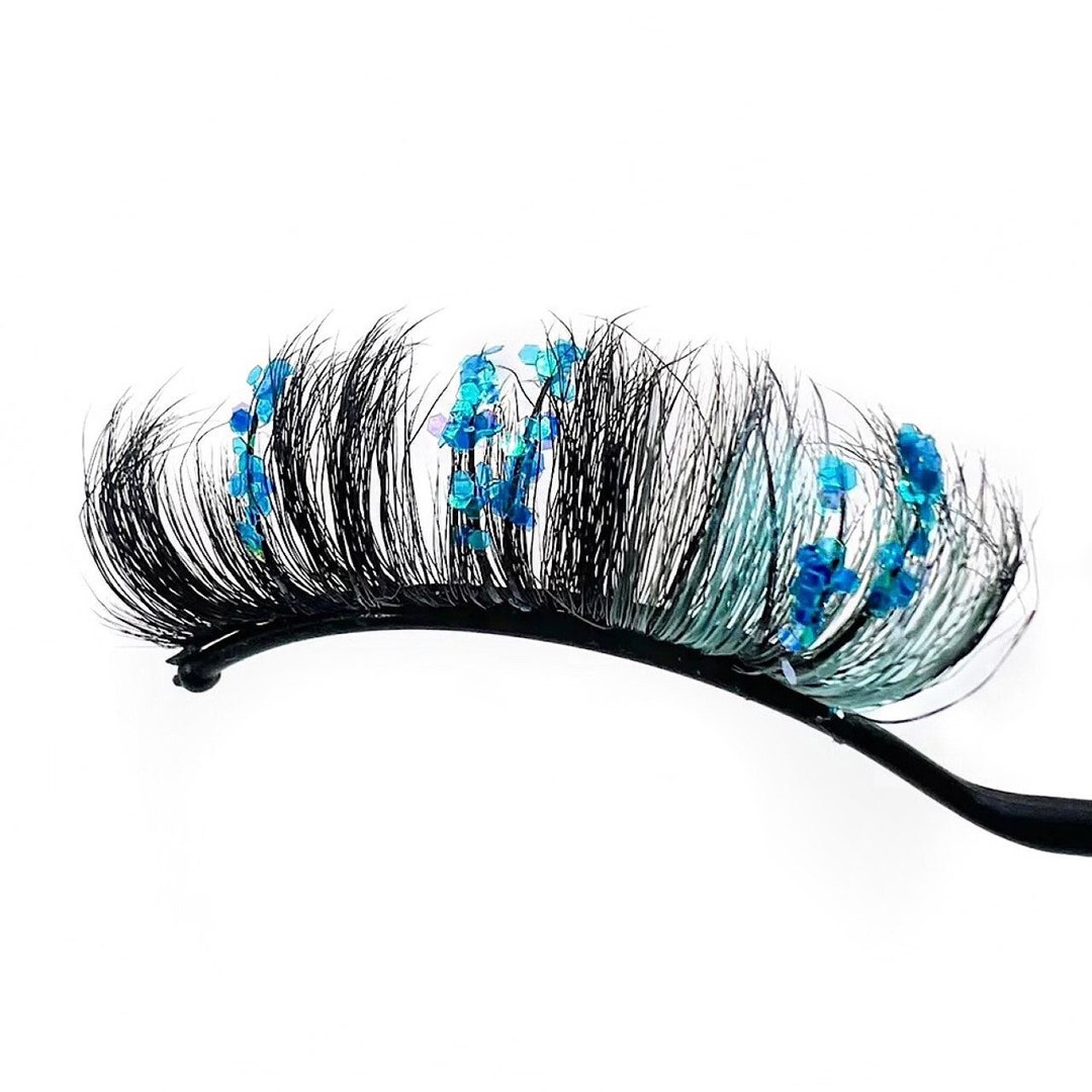 ICE QUEEN | Blue Sequin Color Lashes | Strip Lashes | Eyelash ...