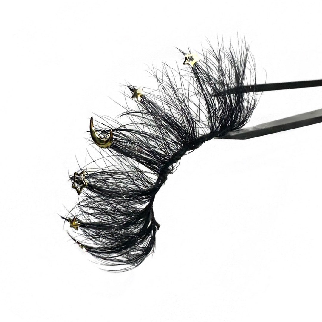 CELESTIAL | Gold Decal Lashes With Stars and Moon | Eyelashes | Strip ...