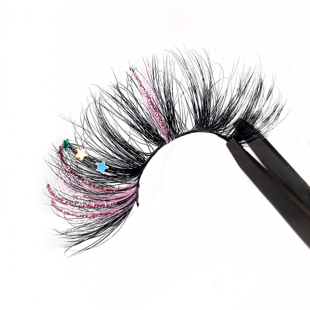 STARGIRL | Pink Glitter Color Lashes | Lashes With Colorful Stars ...