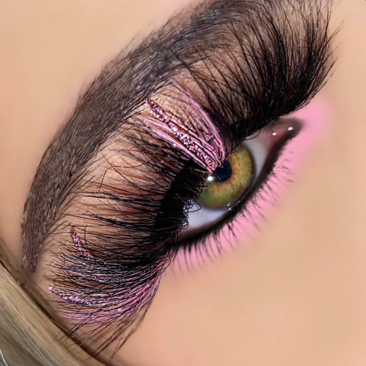 FANTASY Pink Glitter Color Lashes Strip Lashes Color - Etsy