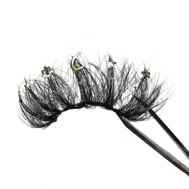 CELESTIAL | Gold Decal Lashes With Stars and Moon | Eyelashes | Strip ...