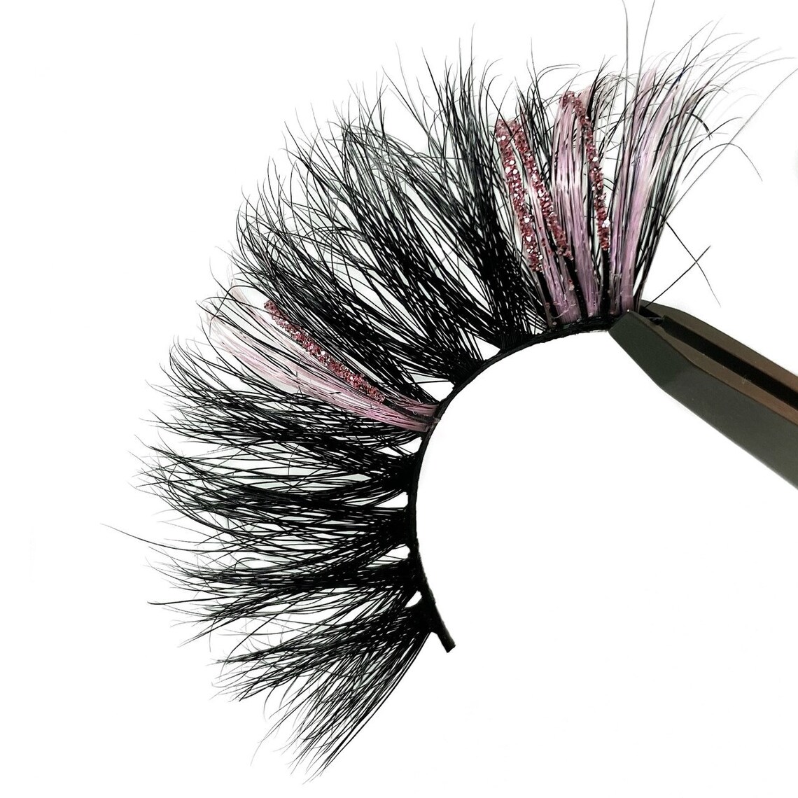 FANTASY Pink Glitter Color Lashes Strip Lashes Color - Etsy