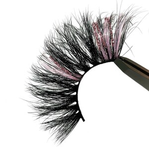 FANTASY | Pink Glitter Color Lashes | Strip Lashes With Glitter | Pink ...