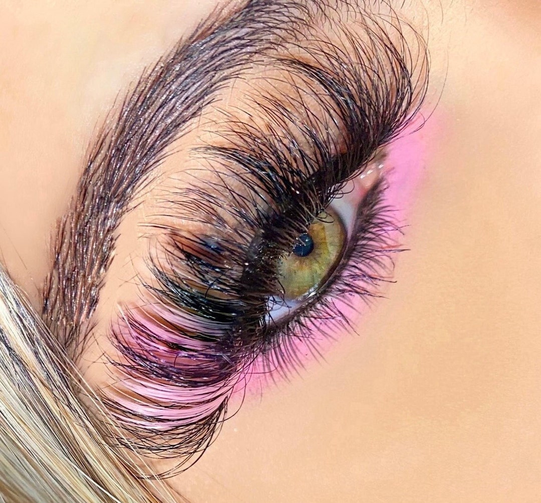BARBIE | Pink Color Lashes | 1 Tone Pink Lashes | Colored Strip Eyelashes | Mink Lashes | 25mm ...