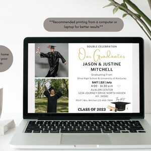 Graduation Party Invitation Template, Two Graduates Invitation With ...