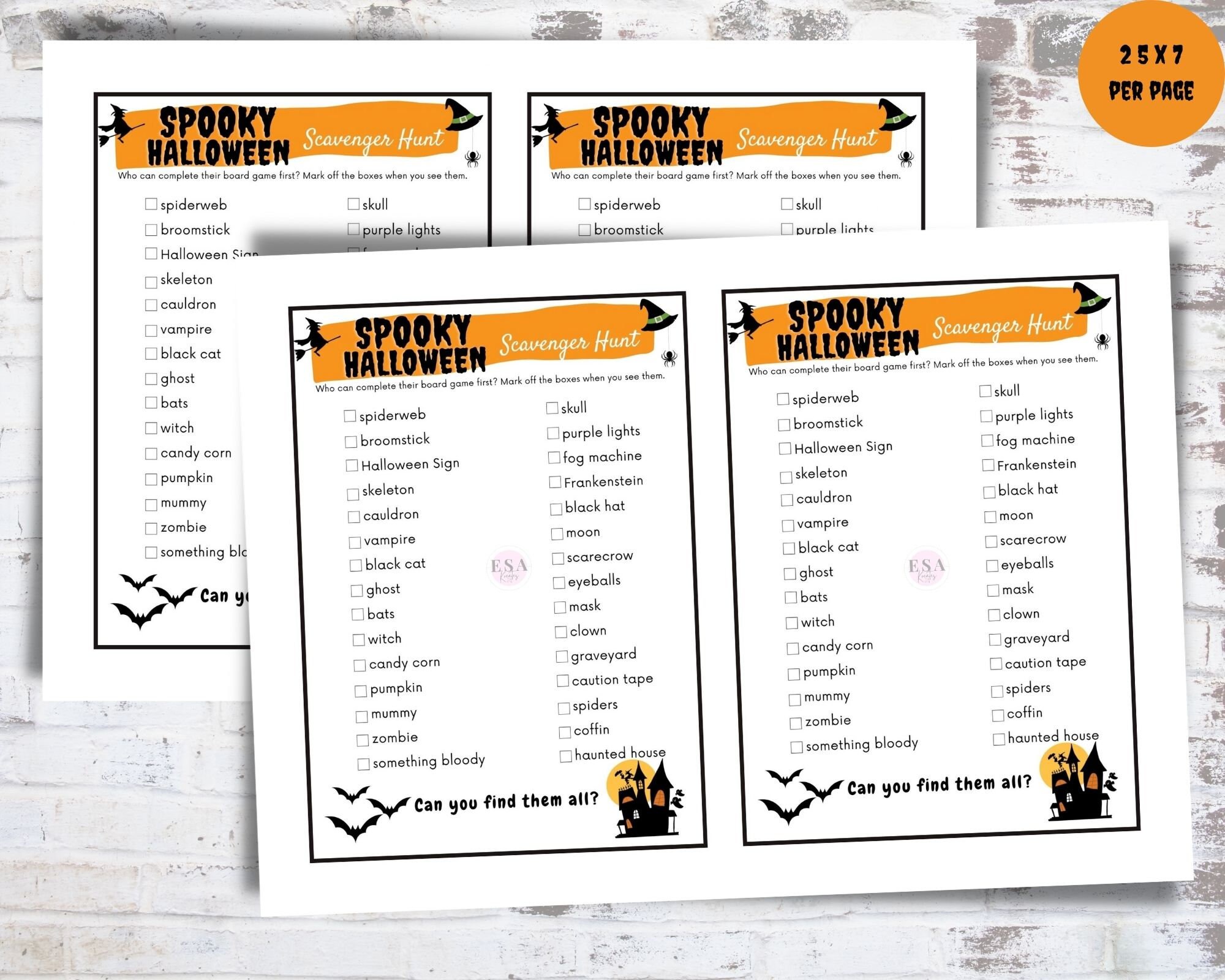 Halloween Scavenger Hunt Game, Printable Halloween Hunt for Kids and ...