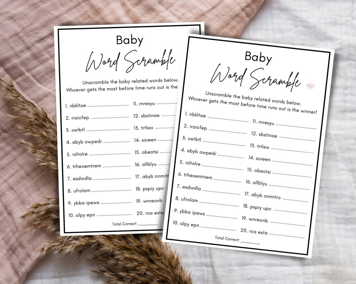 Baby Word Scramble Game Baby Word Game Printable Baby Shower - Etsy