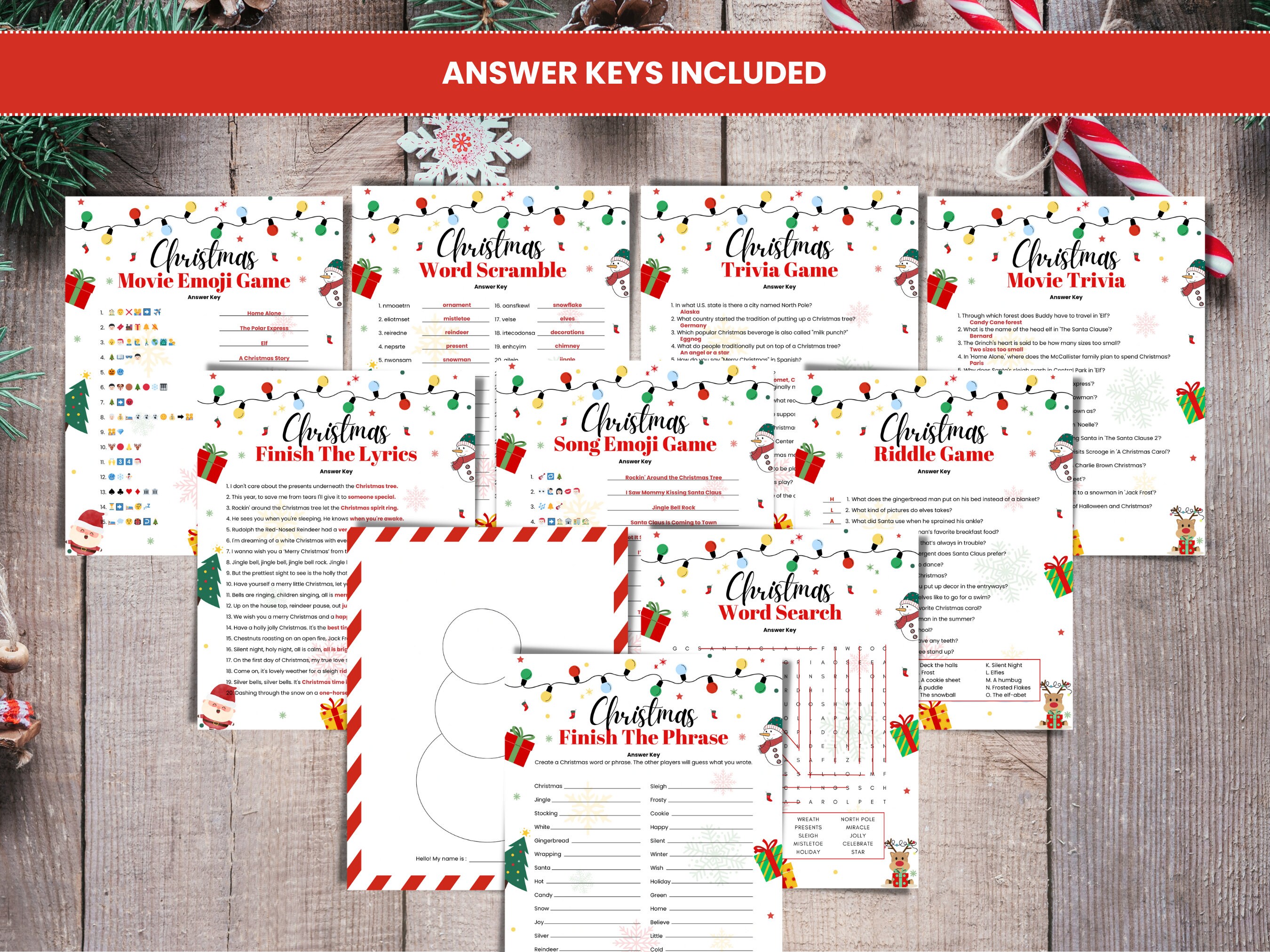 Printable Christmas Game Bundle Christmas Party Games Christmas Games ...