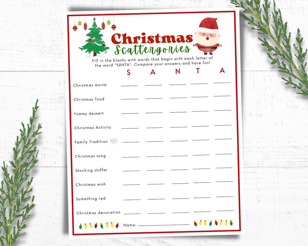 Christmas Scattergories Game: Printable Family Activity (PDF) - Etsy