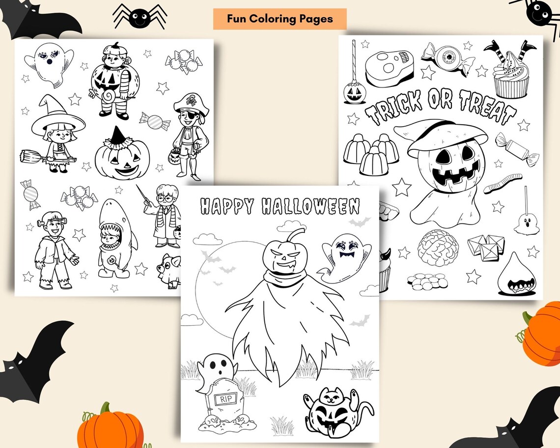 Halloween Coloring & Activity Book for Kids (printable PDF) - Etsy
