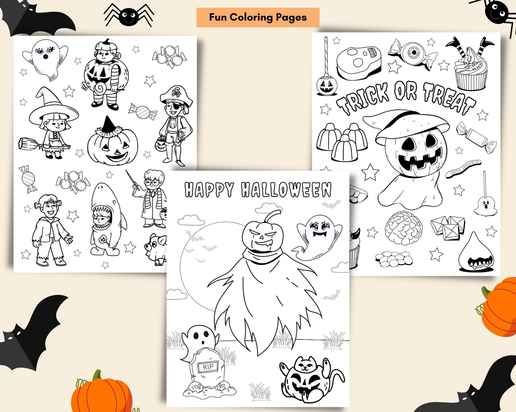 Halloween Coloring Pages and Activity for Kids, Halloween Games for ...