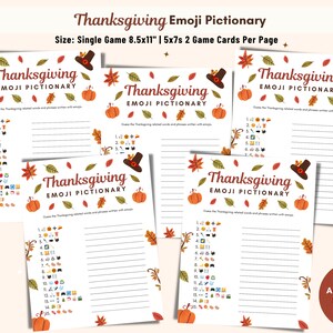 Thanksgiving Emoji Pictionary Game: Printable Party Activity (PDF) - Etsy