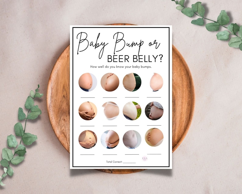 Baby Bump or Beer Belly Game: Funny Minimalist Baby Shower (PDF) - Etsy
