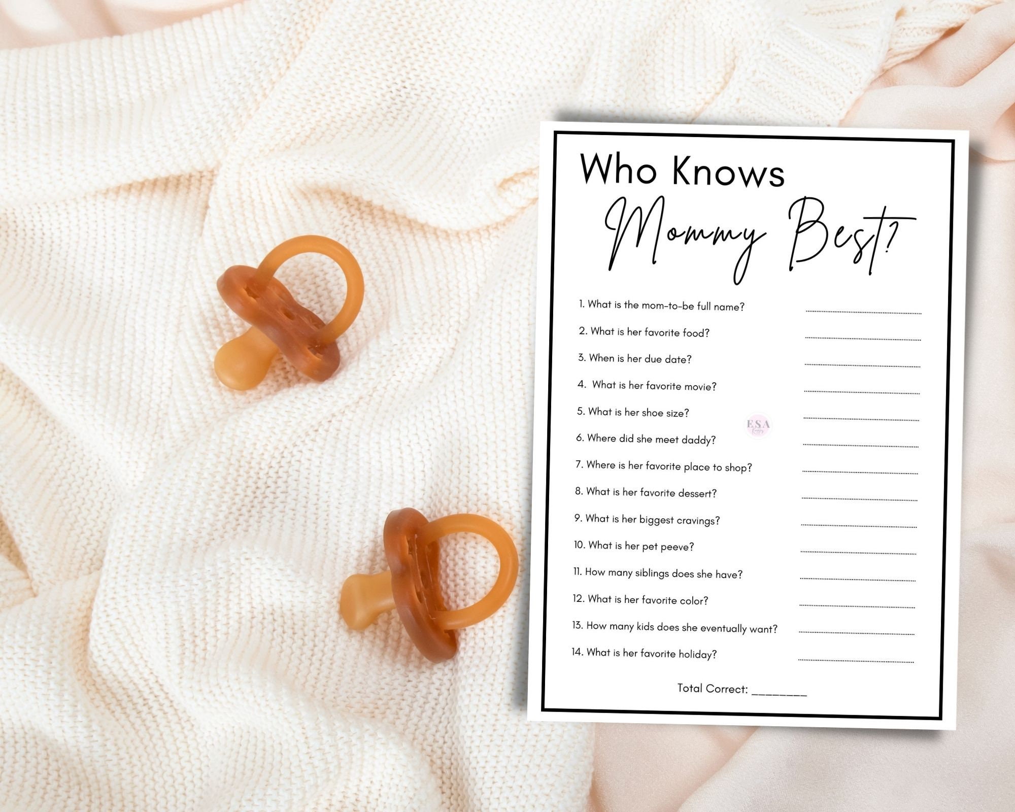 Who Knows Mommy Best, Minimalist Baby Shower Game, Mommy Questionnaire ...
