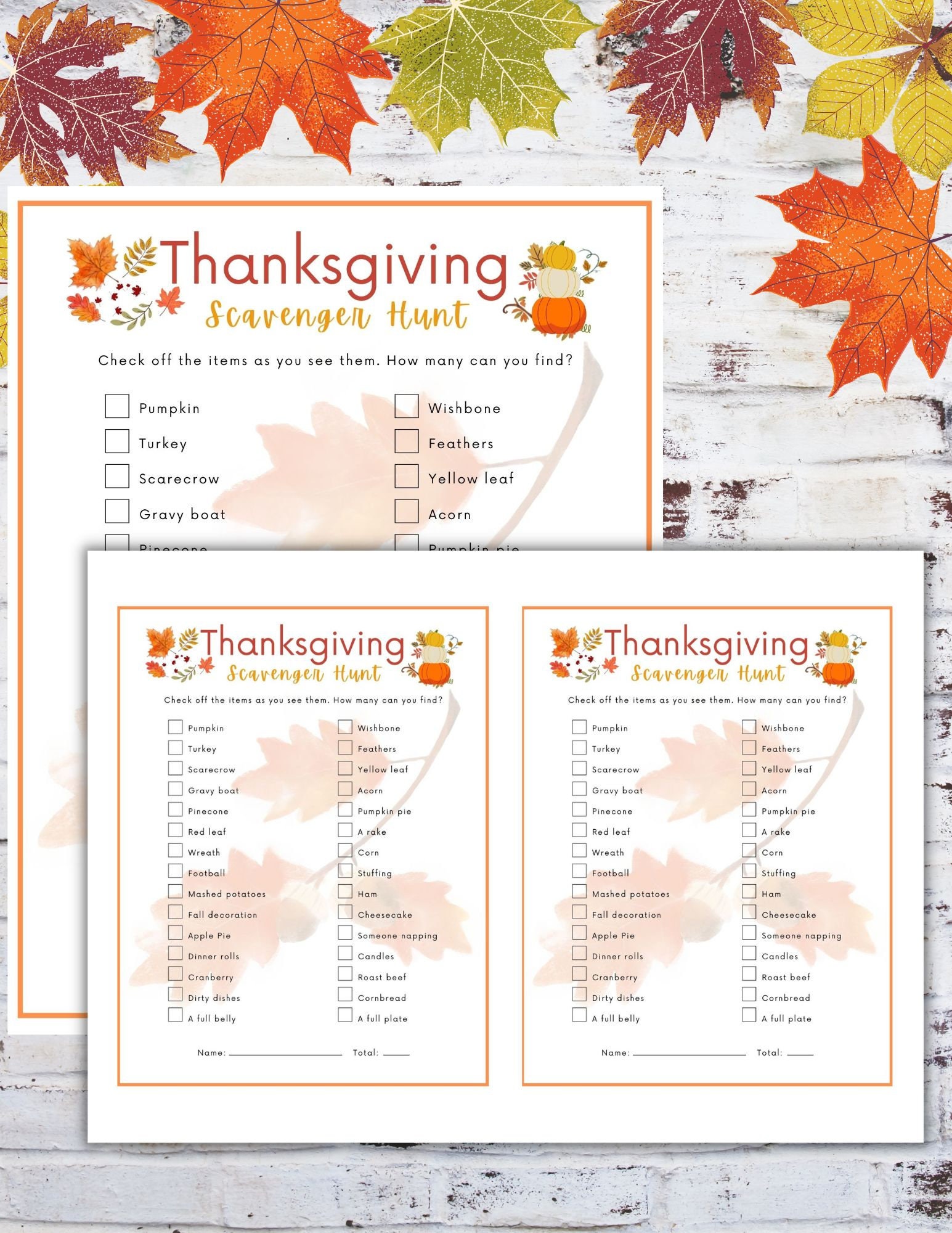Scavenger Hunt Thanksgiving Game Printable Thanksgiving Game - Etsy