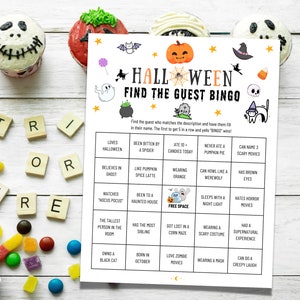 Halloween Find the Guest Bingo Game: Printable Party Icebreaker (PDF ...
