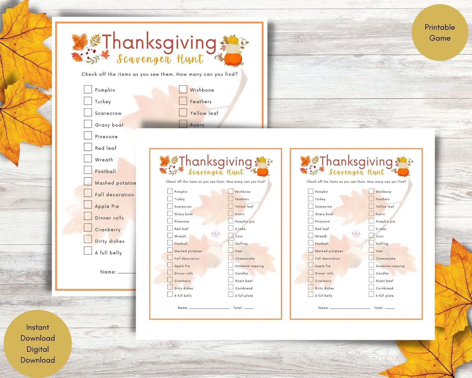 Scavenger Hunt Thanksgiving Game, Printable Scavenger Hunt Game ...