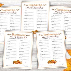 Thanksgiving Word Scramble Game: Printable Family Activity (PDF) - Etsy