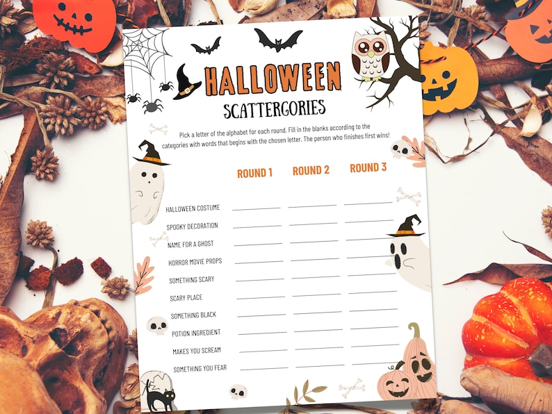 Halloween Scattergories Game: Printable Party Game (PDF) - Etsy