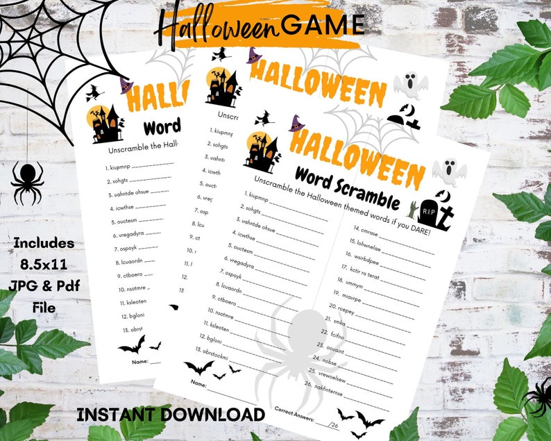 Halloween Word Scramble Game Printable Instant Download. - Etsy