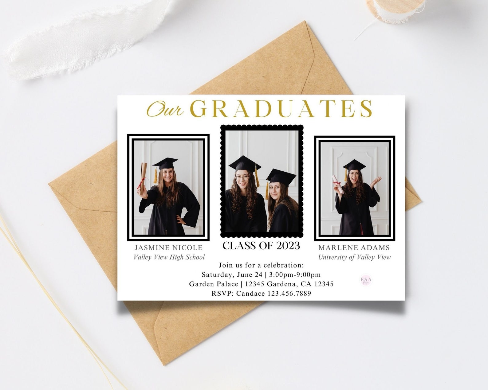 Graduation Party Invitation Template Two Graduates Invitation - Etsy