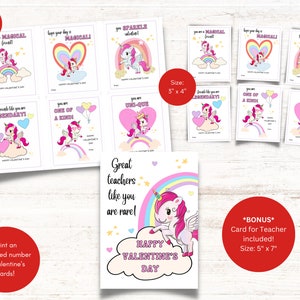 Unicorn Valentine Cards, Valentines Card for Kids Classroom, Unicorn ...