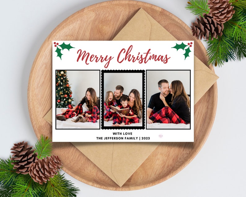 Editable Christmas Photo Card Template: 3-frame Layout (digital ...