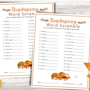 Thanksgiving Word Scramble Game: Printable Family Activity (PDF) - Etsy