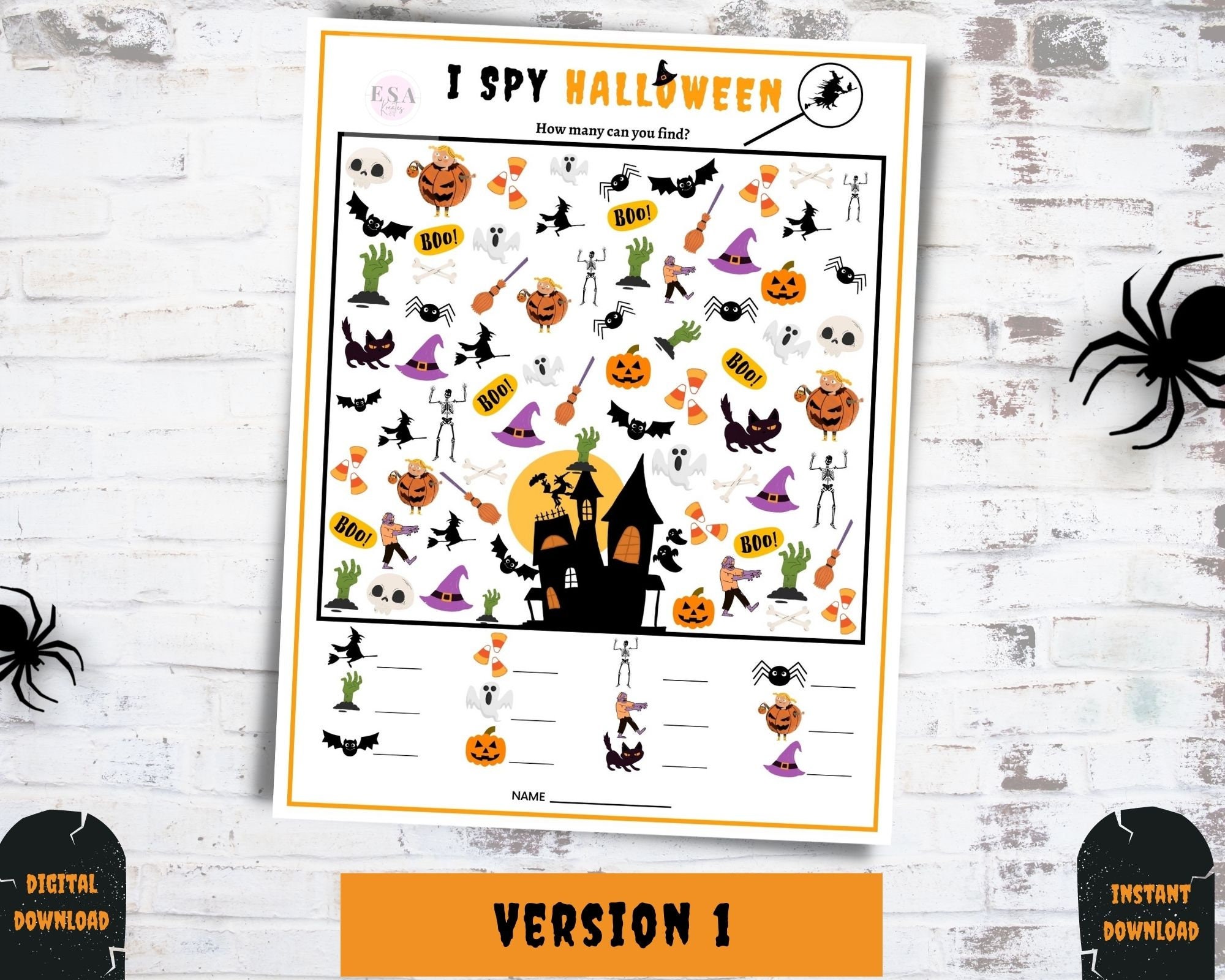 I Spy Halloween Game, I Spy Kids Activity, Halloween I Spy Game for ...