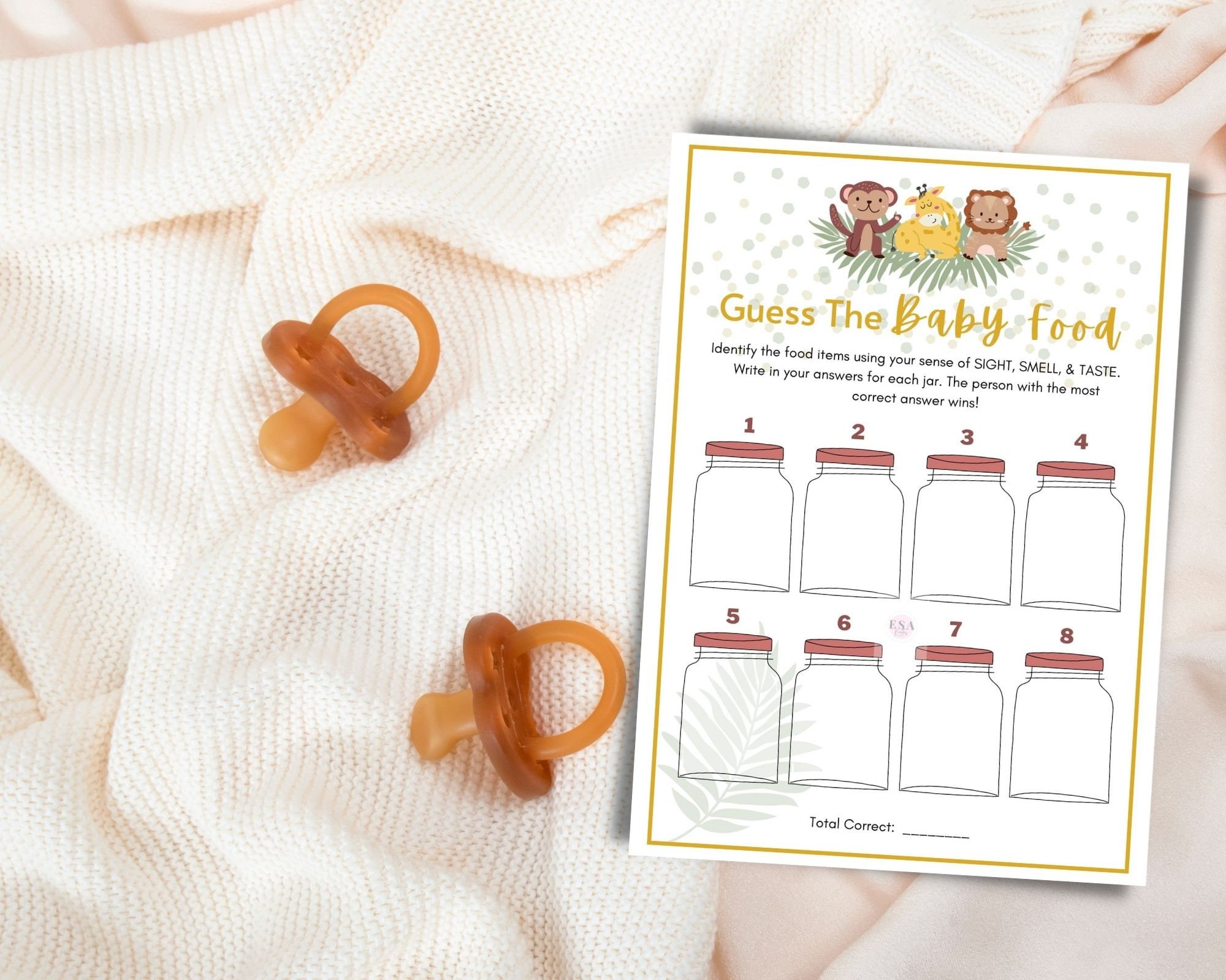Guess the Baby Food Jar Game, Safari Baby Shower Printable, Safari ...