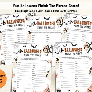 Halloween Finish the Phrase Game: Printable Party Activity (PDF) - Etsy
