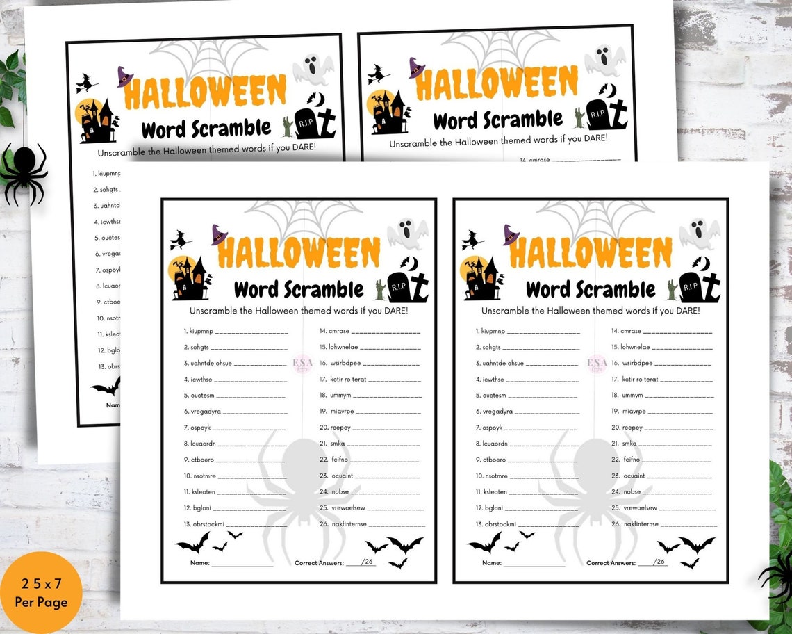 Halloween Word Scramble Game, Printable Halloween Word Game, Printable ...