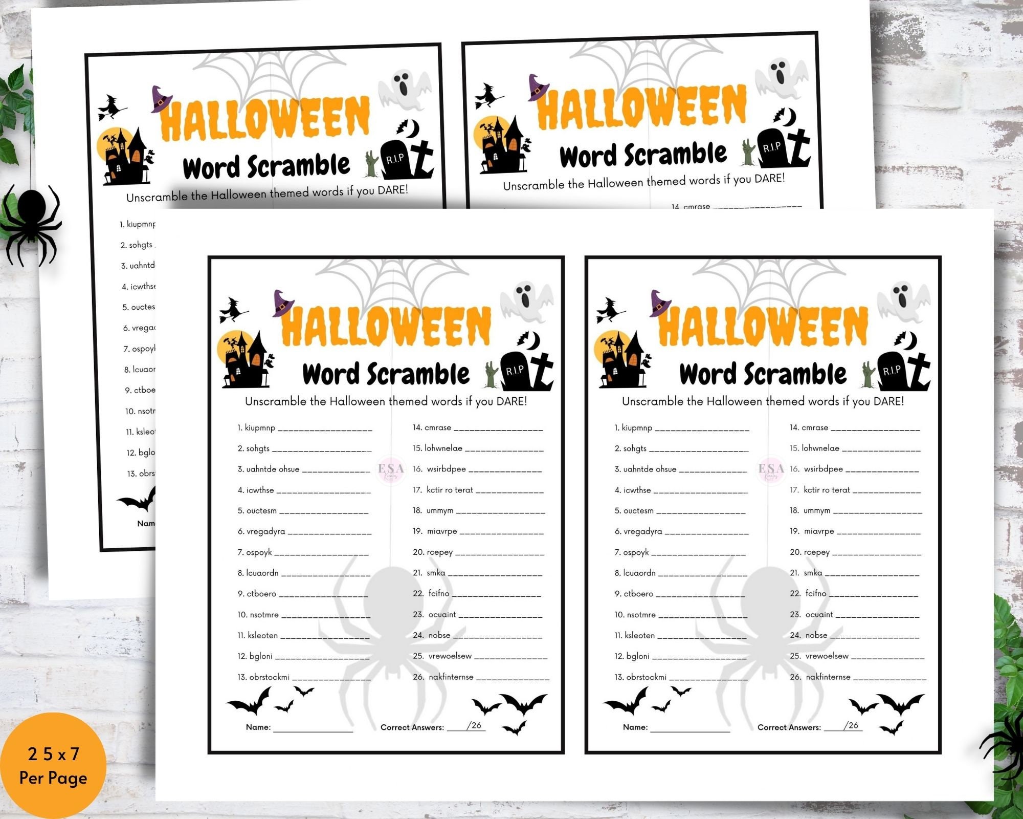 Halloween Word Scramble Game, Printable Halloween Word Game, Printable ...
