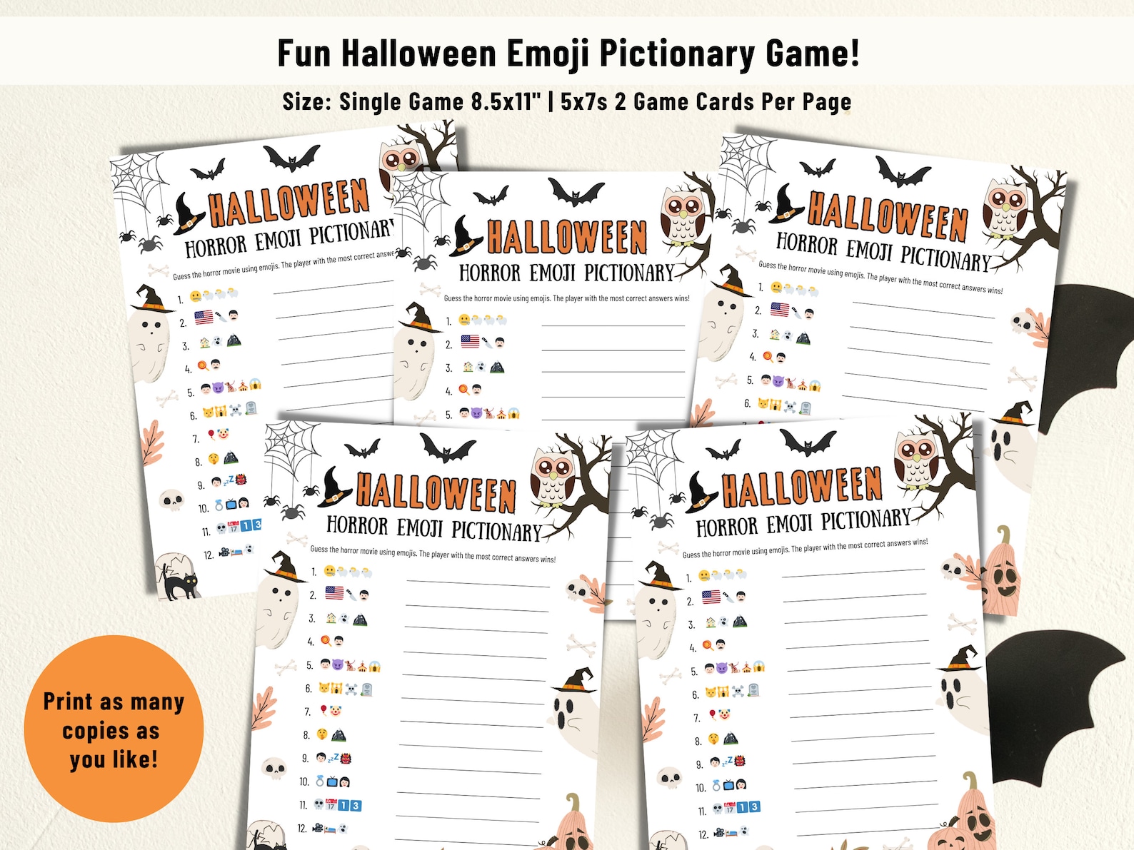 Halloween Emoji Game, Emoji Pictionary Game, Halloween Party Game ...