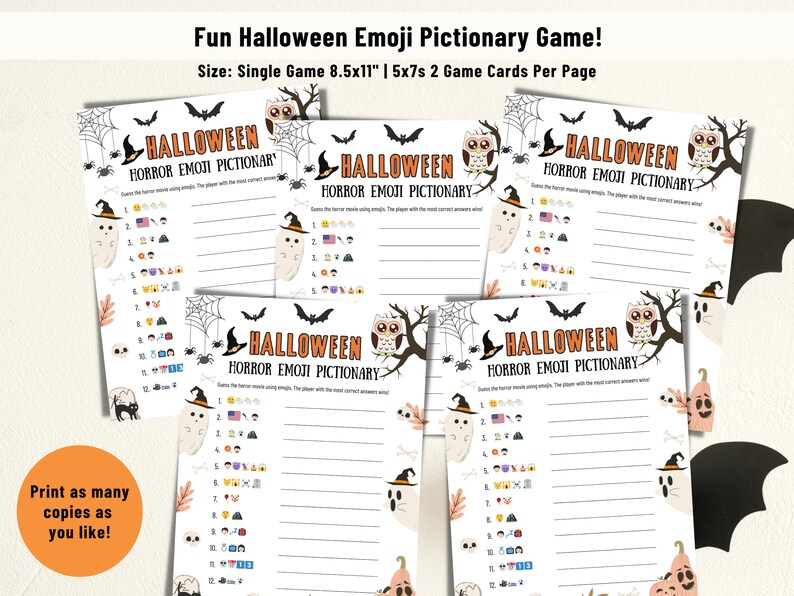 Halloween Emoji Game, Emoji Pictionary Game, Halloween Party Game ...