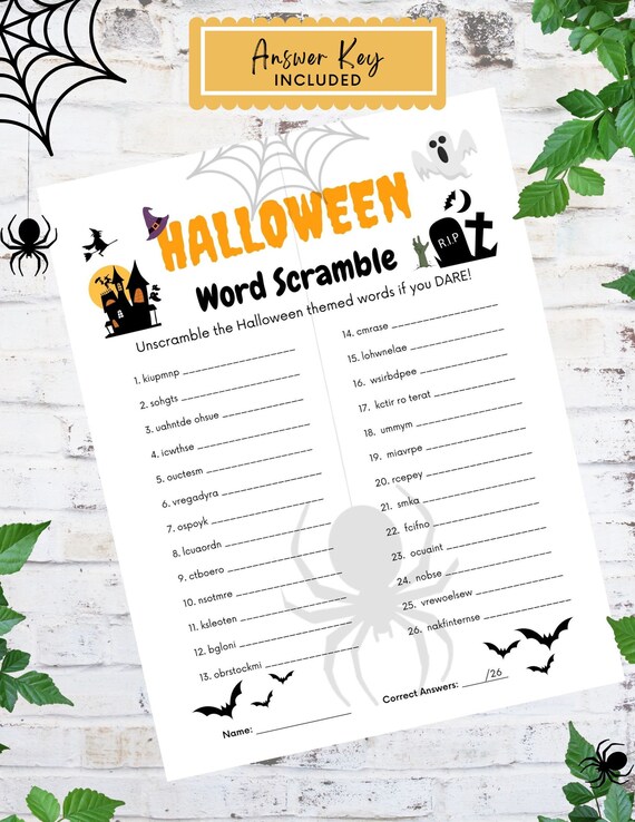 Halloween Word Scramble Game Printable Instant Download. - Etsy