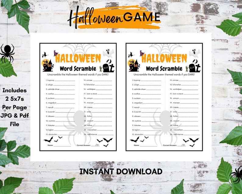 Halloween Word Scramble Game Printable Instant Download. - Etsy