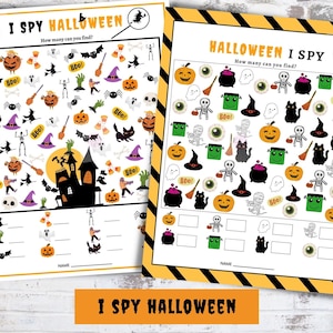 Halloween I Spy Game: Kids Activity, Printable Game Sheets (digital ...