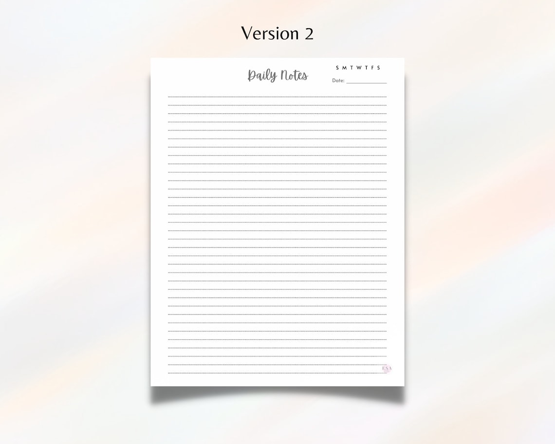 Printable Daily Note Taking Pages for School, Work, or Home Use - Etsy