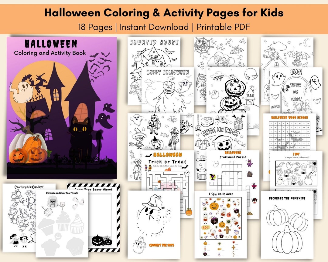 Halloween Coloring & Activity Book for Kids (printable PDF) - Etsy