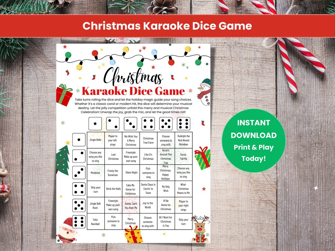 Christmas Karaoke Dice Game Christmas Dice Game Christmas - Etsy