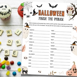 Halloween Finish the Phrase Game: Printable Party Activity (PDF) - Etsy