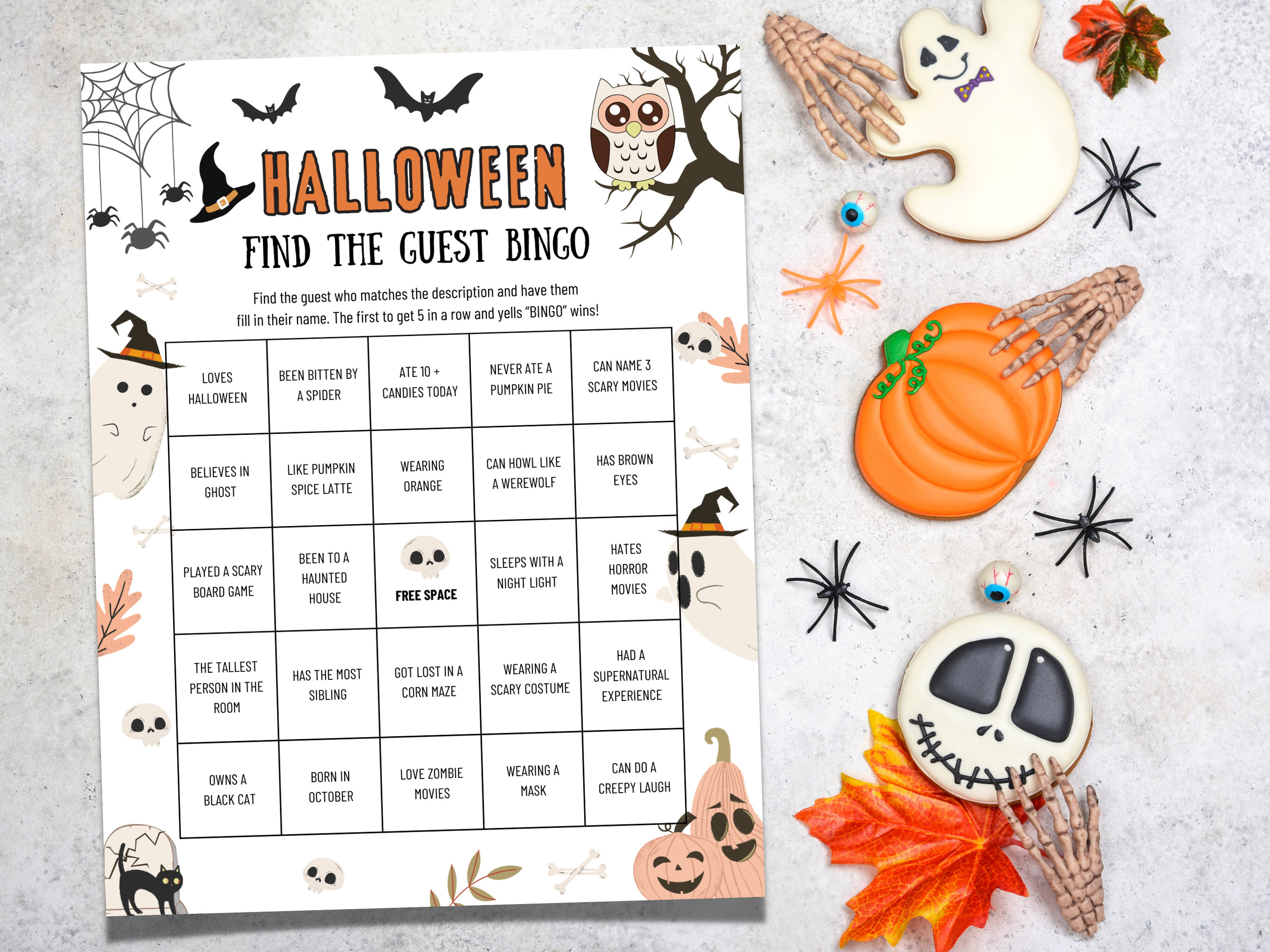Halloween Find the Guest Bingo Game, Halloween Party Games, Printable ...