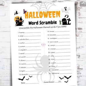 Halloween Word Scramble Game, Printable Halloween Word Game, Printable ...