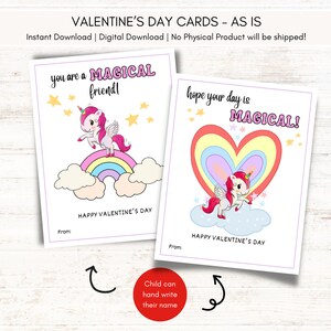 Unicorn Valentine Cards, Valentines Card for Kids Classroom, Unicorn ...