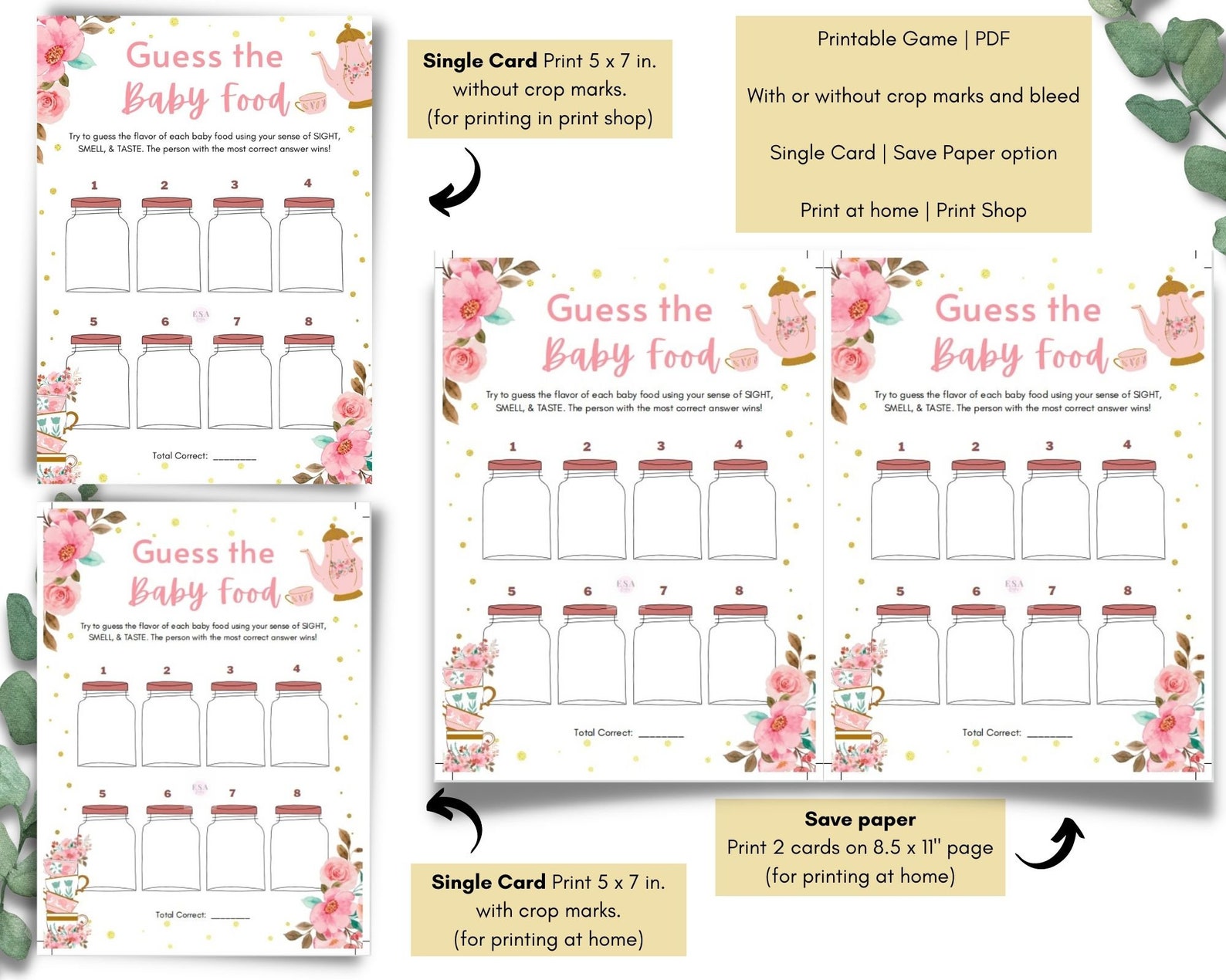 Guess the Baby Food Game, Baby Shower Tea Party, Floral Baby Shower ...