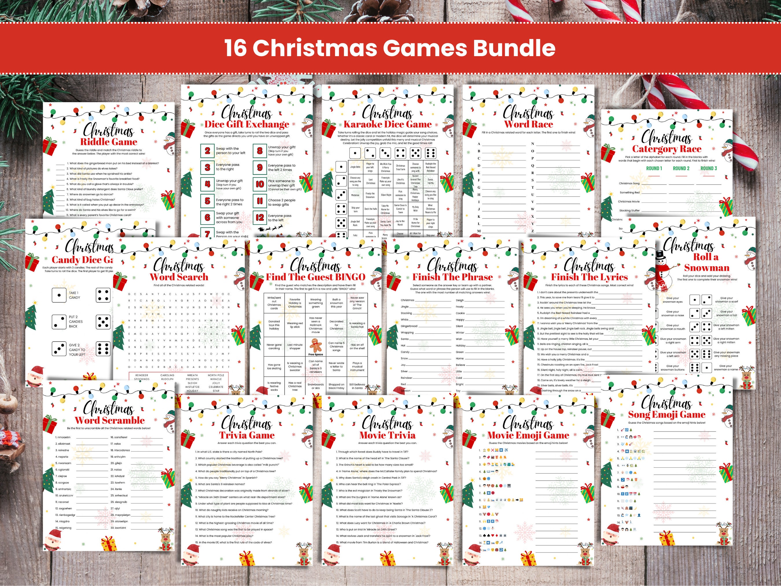 Printable Christmas Game Bundle | Christmas Party Games | Christmas ...