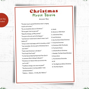 Christmas Movie Trivia Game: Printable Holiday Party Activity (PDF) - Etsy