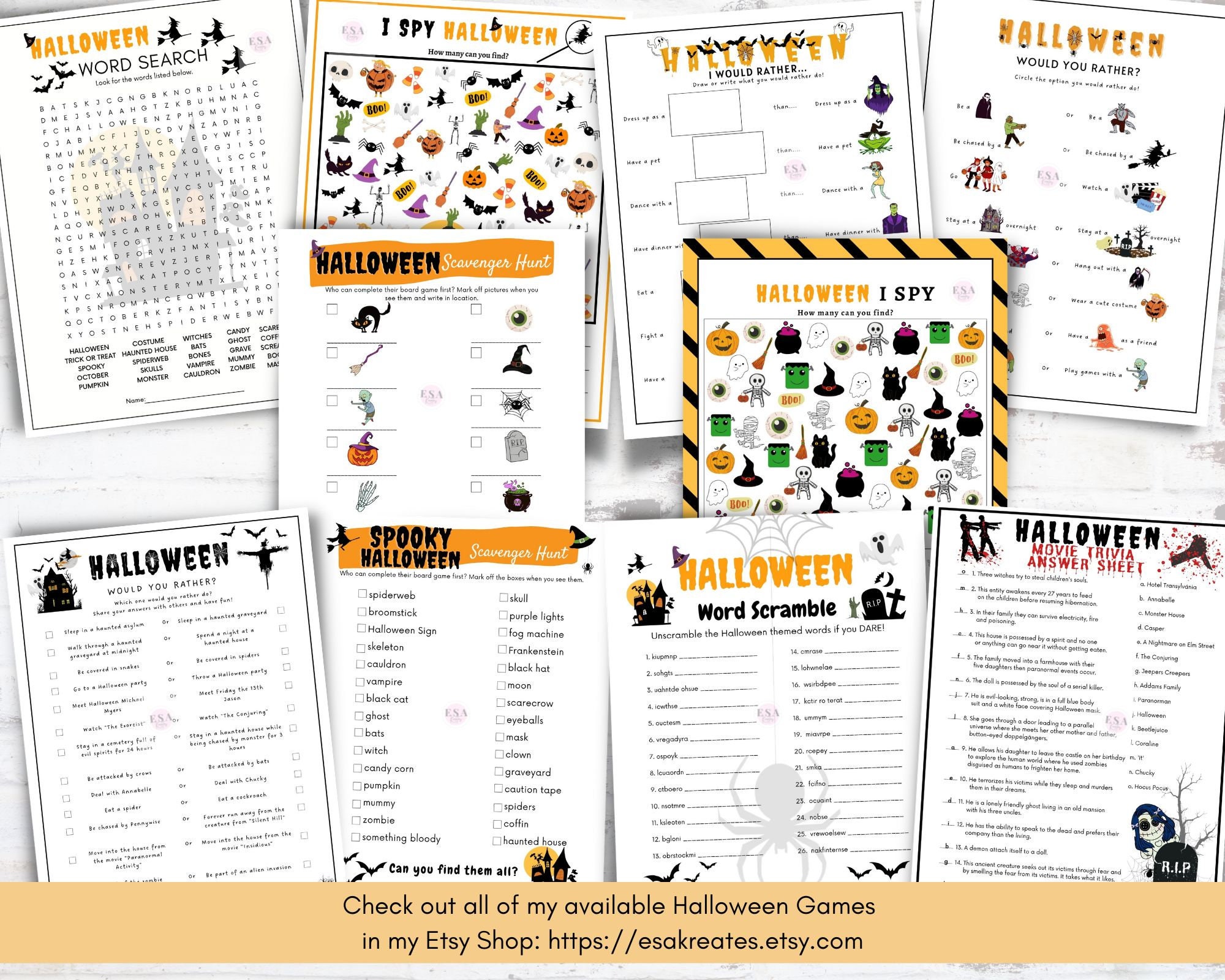 Halloween Word Scramble Game, Printable Halloween Word Game, Printable ...