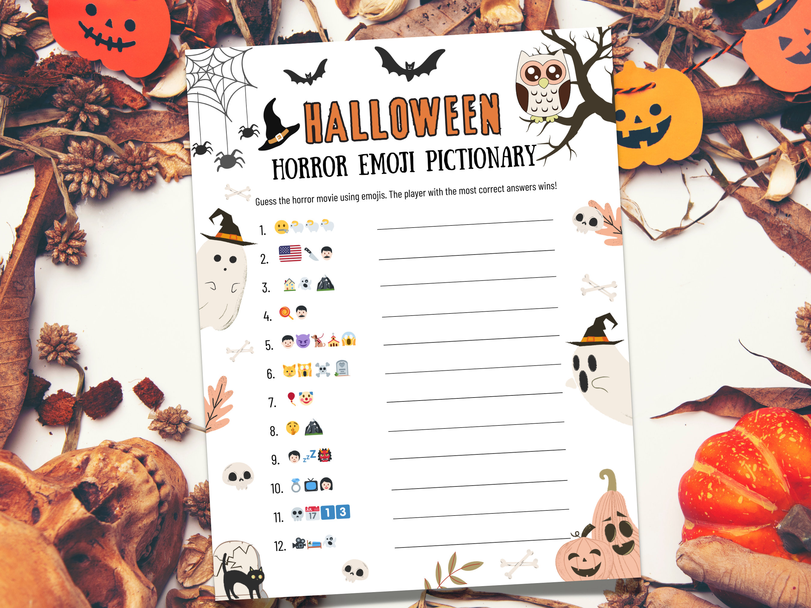Halloween Emoji Game, Emoji Pictionary Game, Halloween Party Game ...